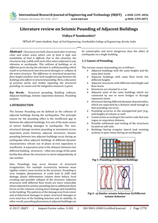 Literature review on Seismic Pounding of Adjacent Buildings | PDF