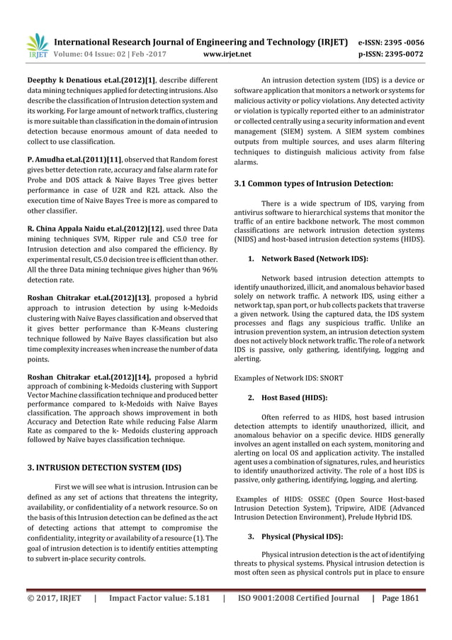 Intrusion detection system: classification, techniques and datasets to implement | PDF ...