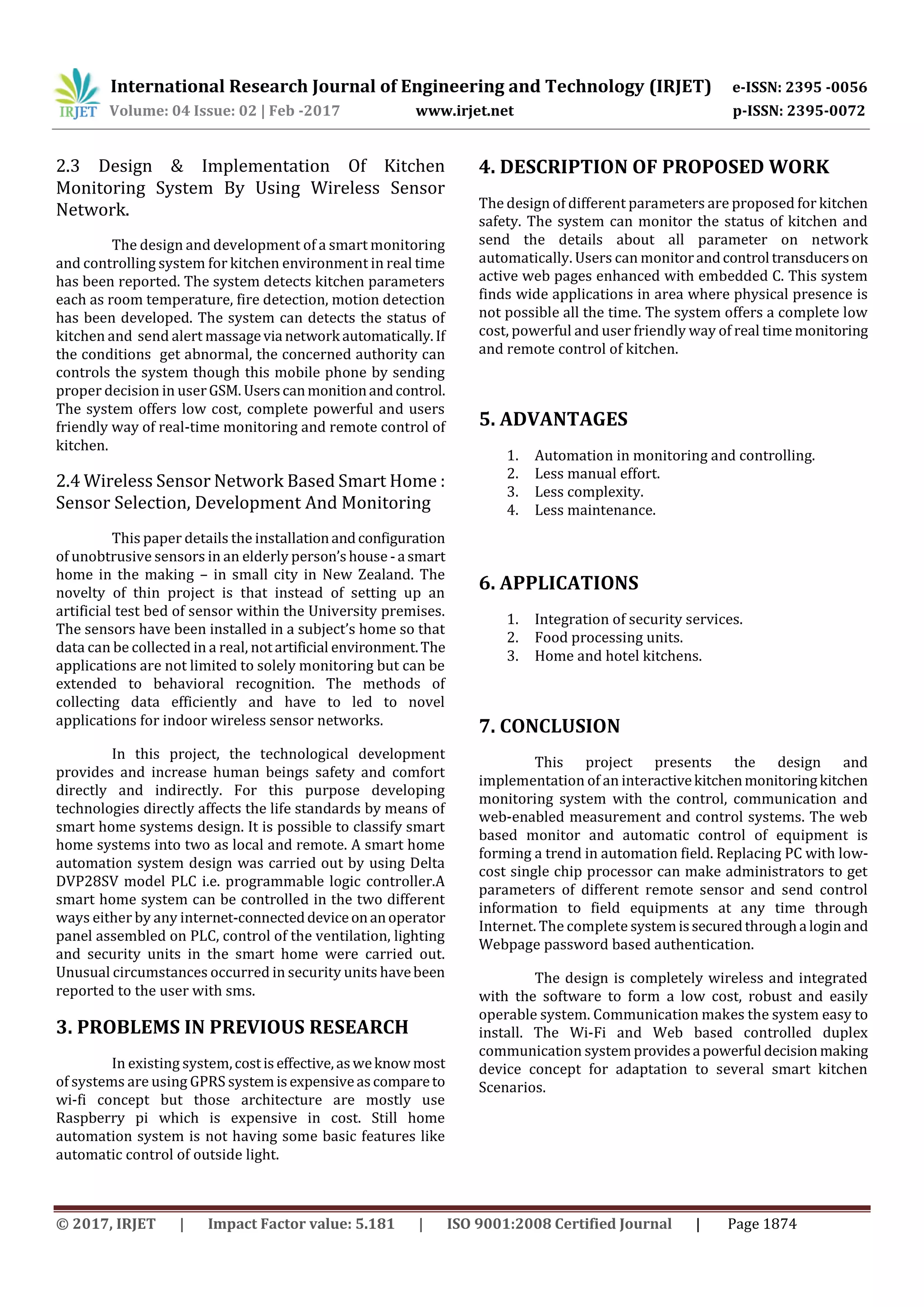 A review paper on kitchen monitoring system using embedded web server | PDF