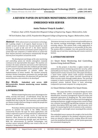 A review paper on kitchen monitoring system using embedded web server | PDF