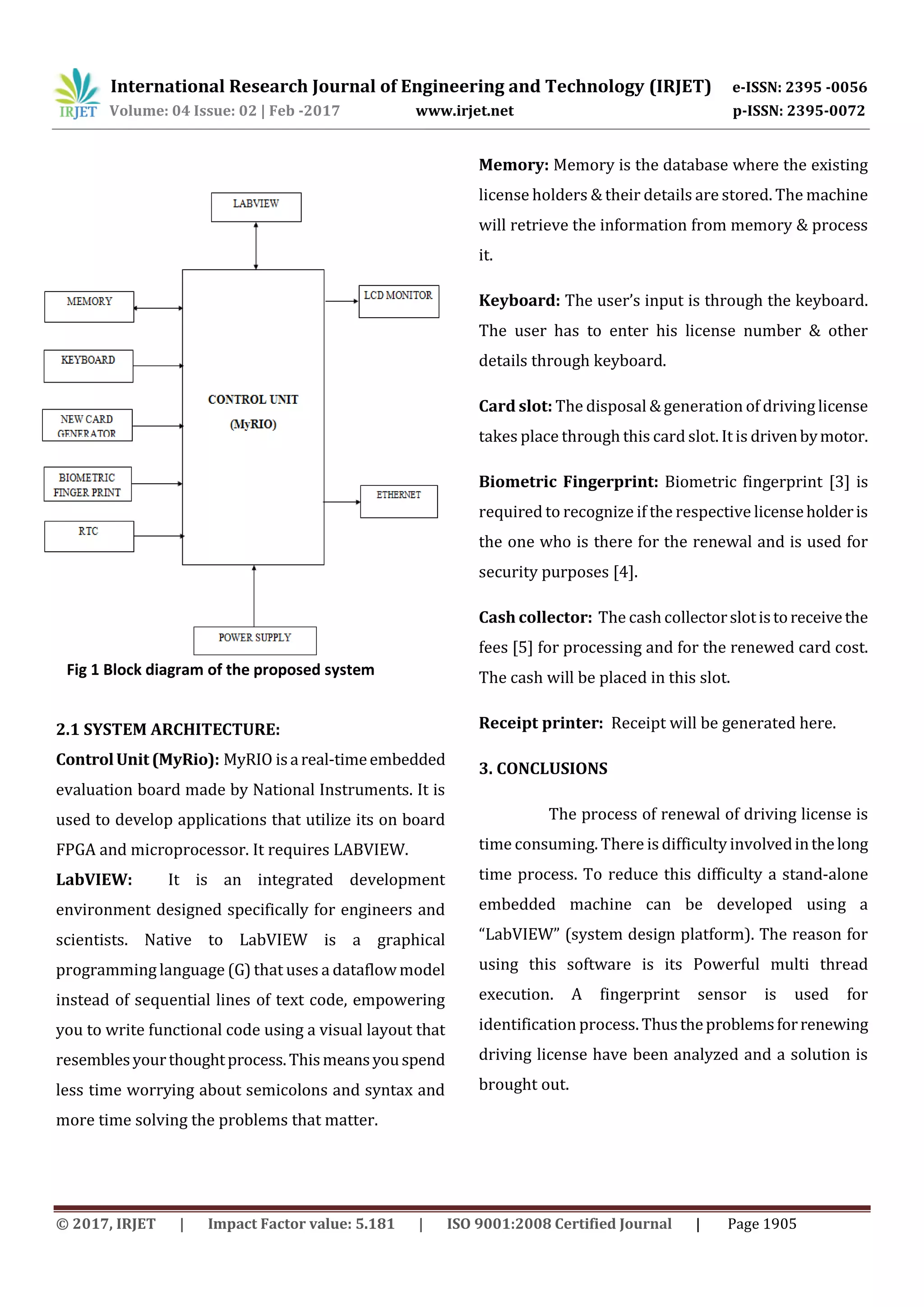 Smart driving license renewal machine using labview | PDF