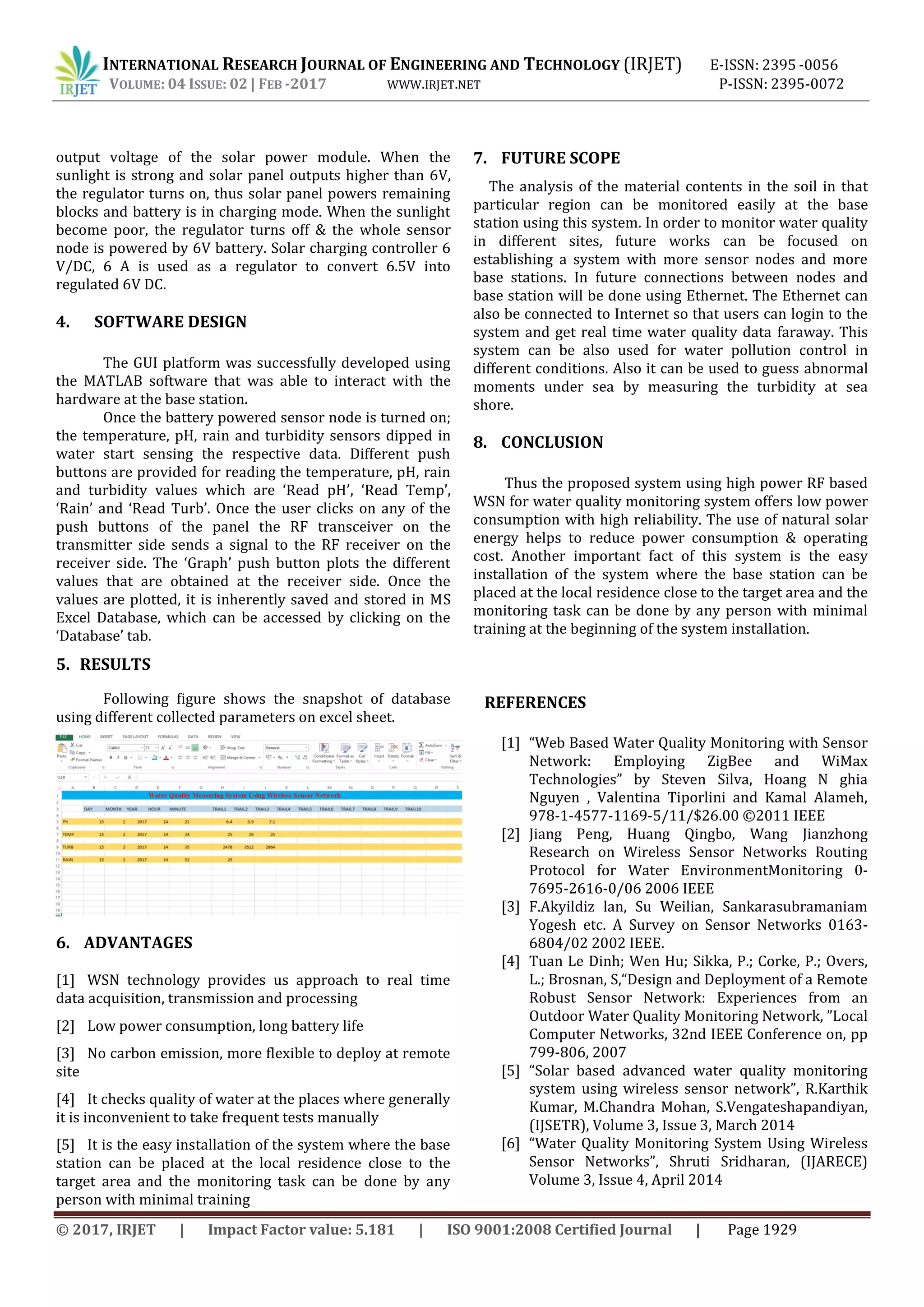 Water Quality Measuring System Using Wireless Sensor Network | PDF