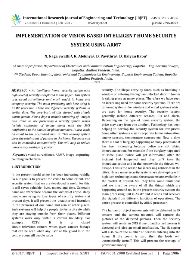 Implementation of vision based intelligent home security system using ...