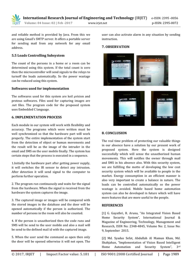 Implementation of vision based intelligent home security system using ARM7 | PDF