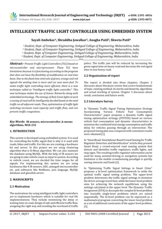 Intelligent traffic light controller using embedded system | PDF