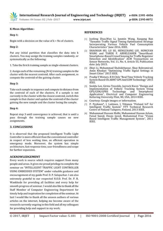 Intelligent traffic light controller using embedded system | PDF