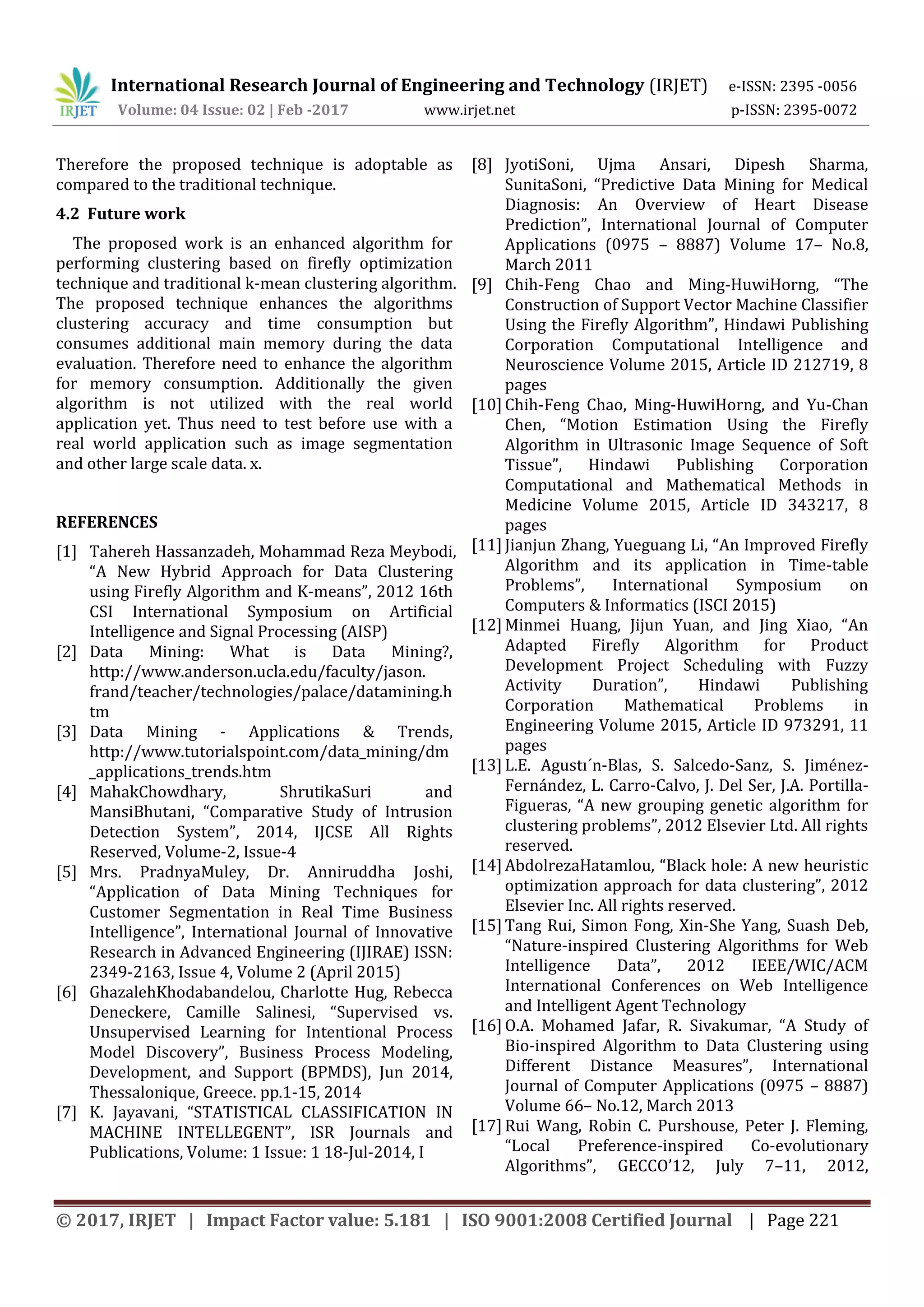 A Firefly based improved clustering algorithm | PDF A Firefly based improved clustering algorithm | PDF