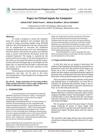 Paper on Virtual inputs for Computer | PDF