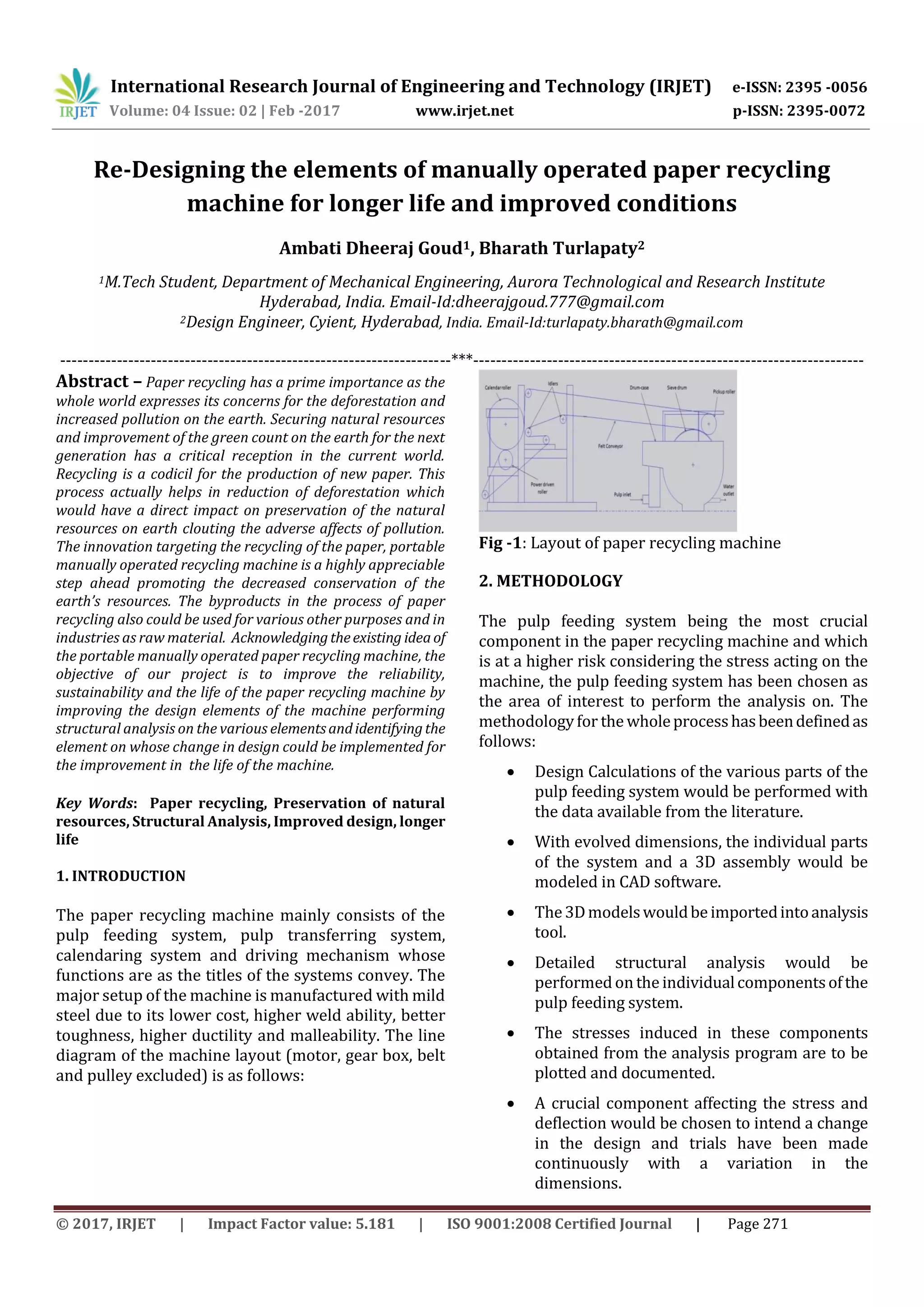 Re-Designing the elements of manually operated paper recycling machine ...