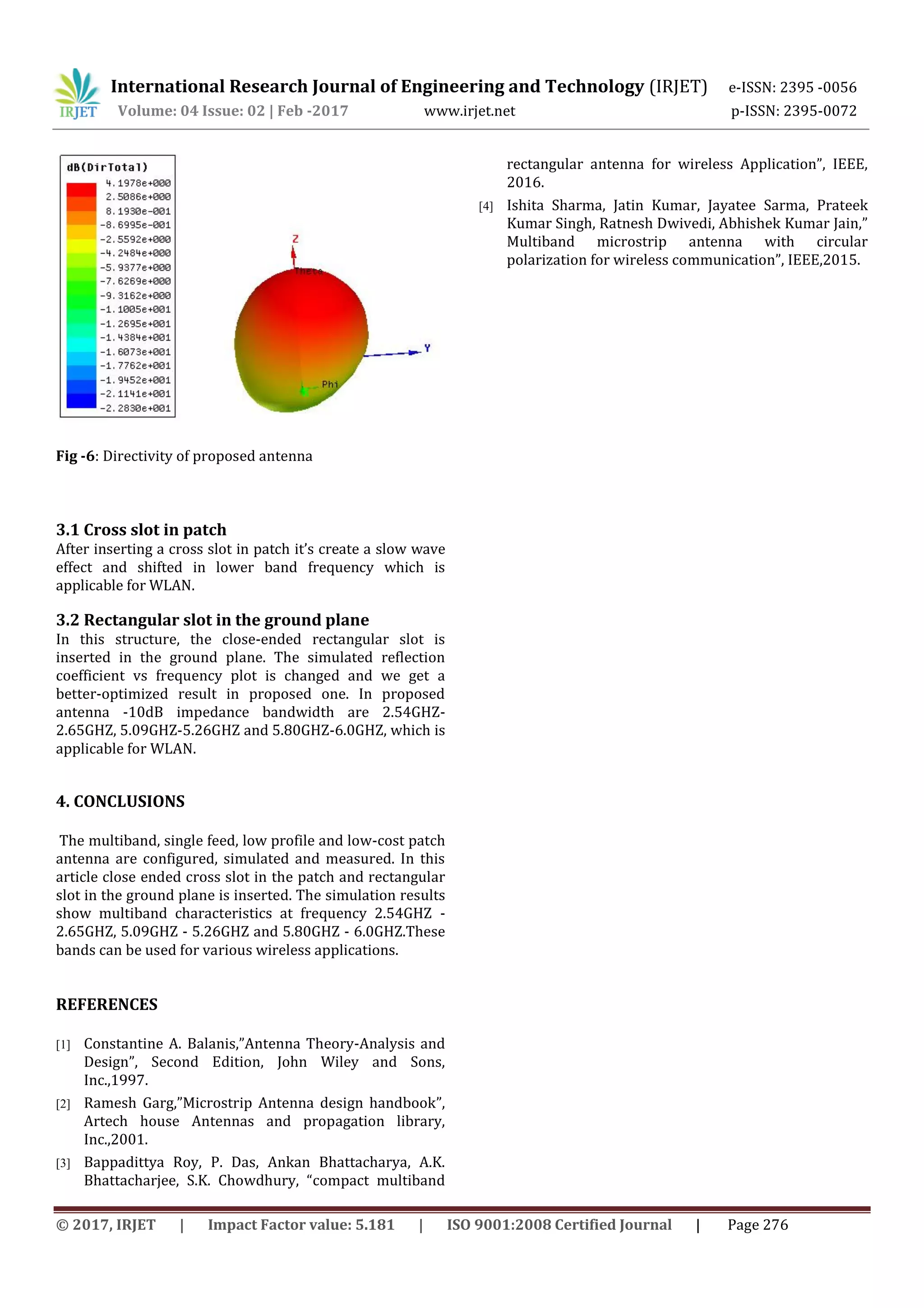 Design of multiband microstrip patch antenna for wireless application | PDF