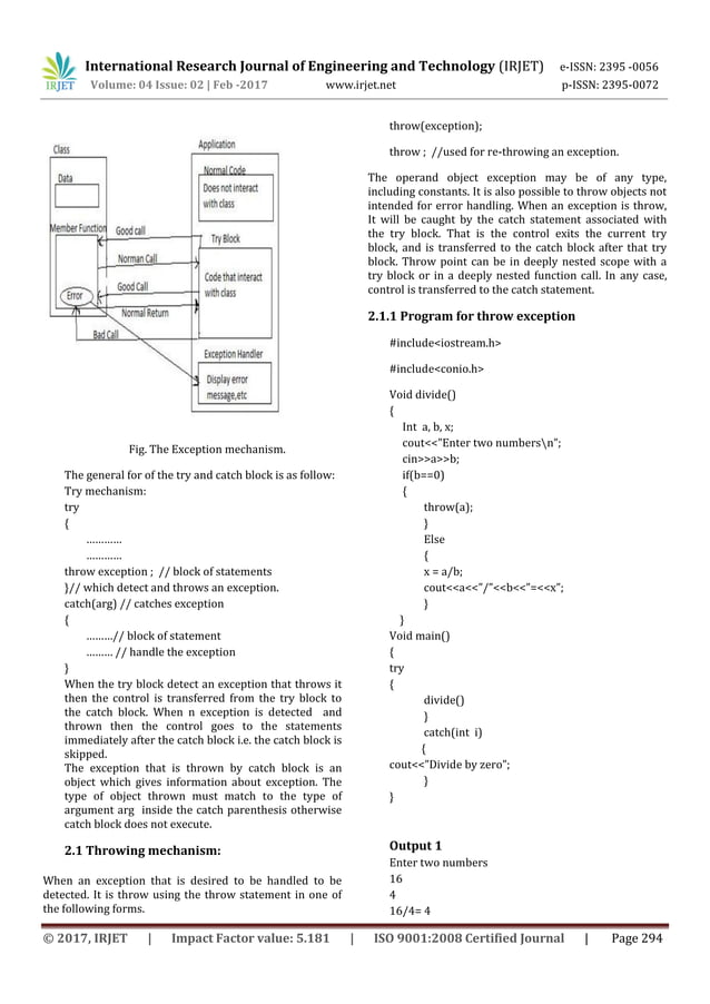 Exceptions and Exception Handling in C++ | PDF