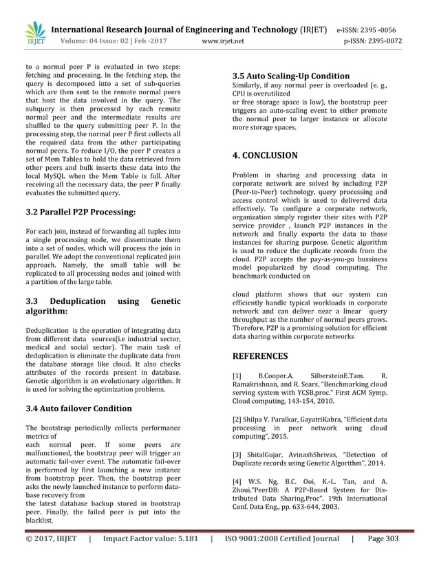 Peer-to-Peer Data Sharing and Deduplication using Genetic Algorithm | PDF | Databases | Computer ...