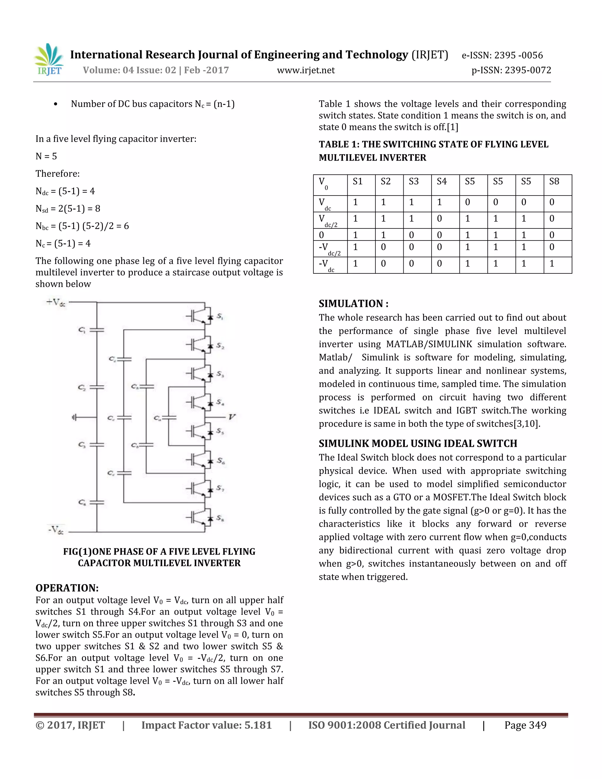 A 5-Level Single Phase Flying Capacitor Multilevel Inverter | PDF