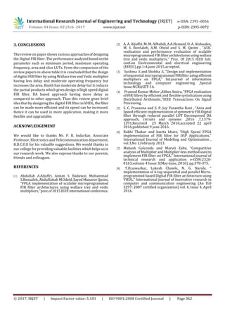 Review On Design Of Digital FIR Filters | PDF