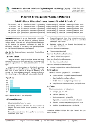 ifferent Techniques for Cataract Detection | PDF | Eye and Vision Conditions | Diseases and ...