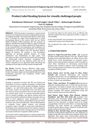 Product Label Reading System for visually challenged people | PDF