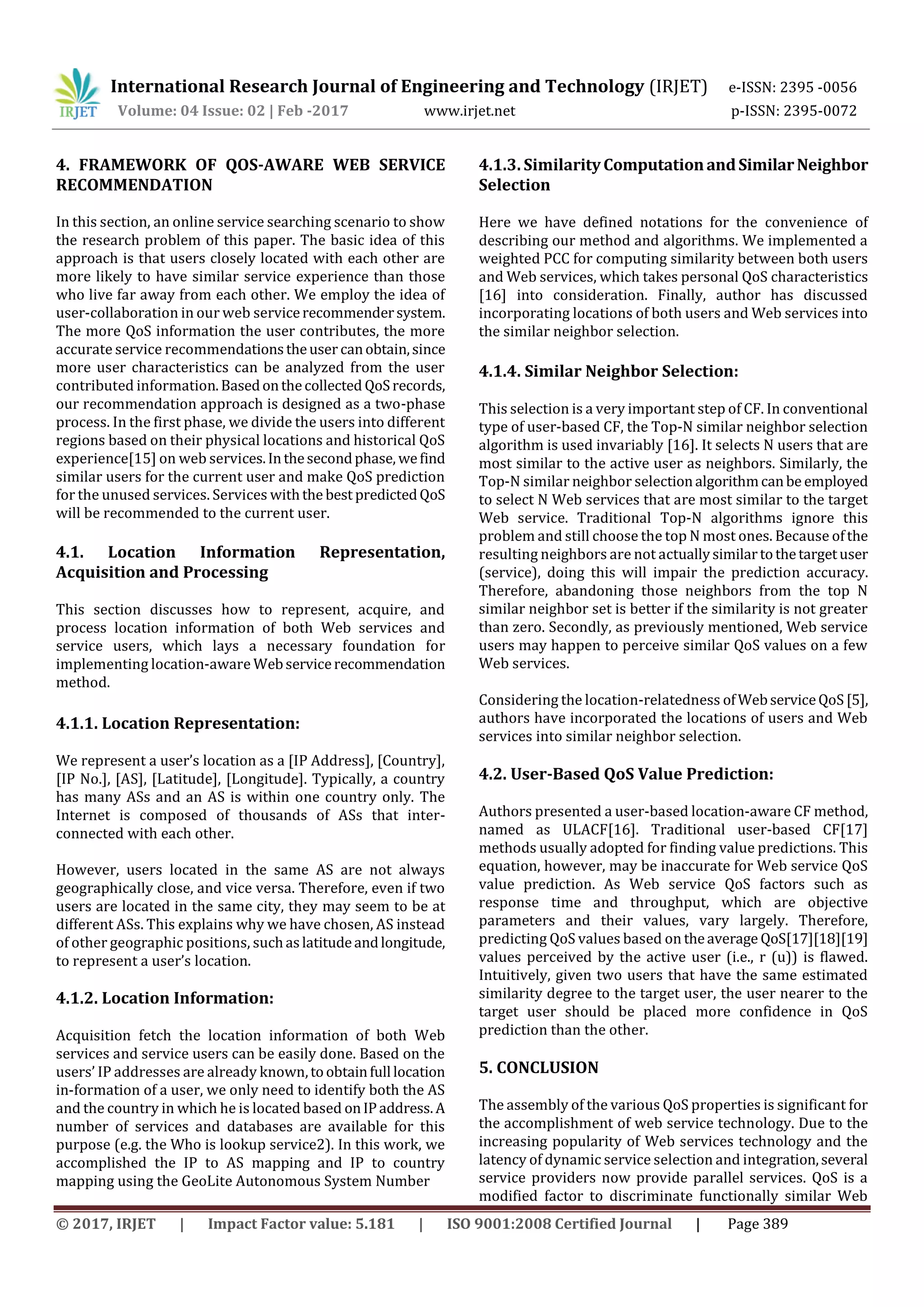 A Privacy-Preserving QoS Prediction Framework for Web Service Recommendation | PDF