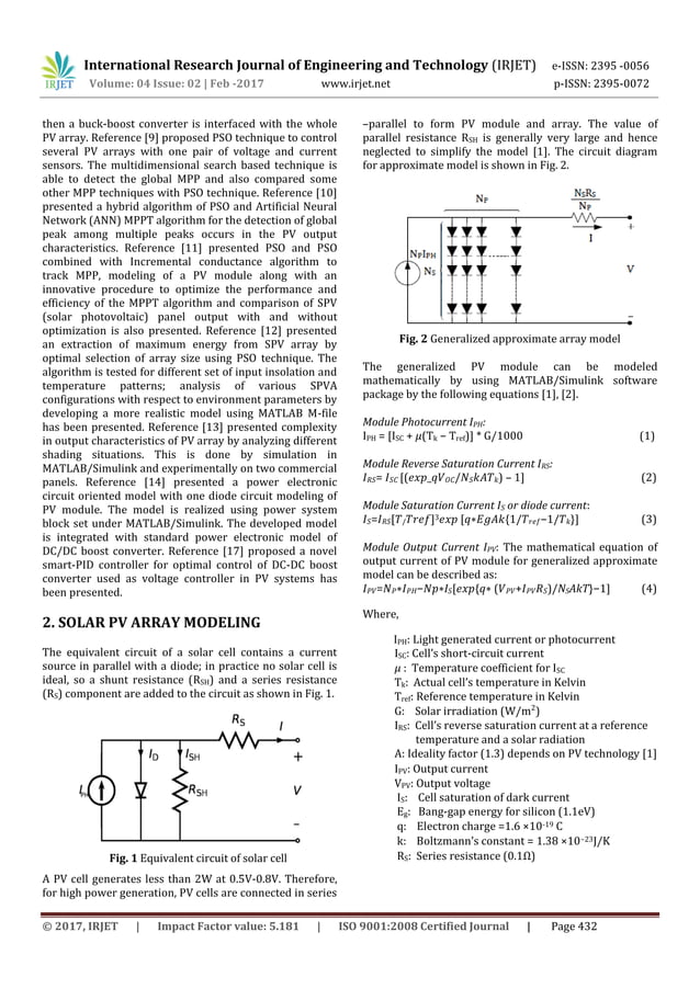 Modeling Of Solar Pv System Under Partial Shading Using Particle Swarm Optimization Based Mppt Pdf