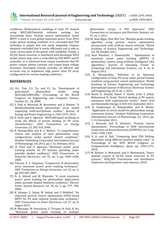 Modeling of Solar PV system under Partial Shading using Particle Swarm Optimization based MPPT | PDF