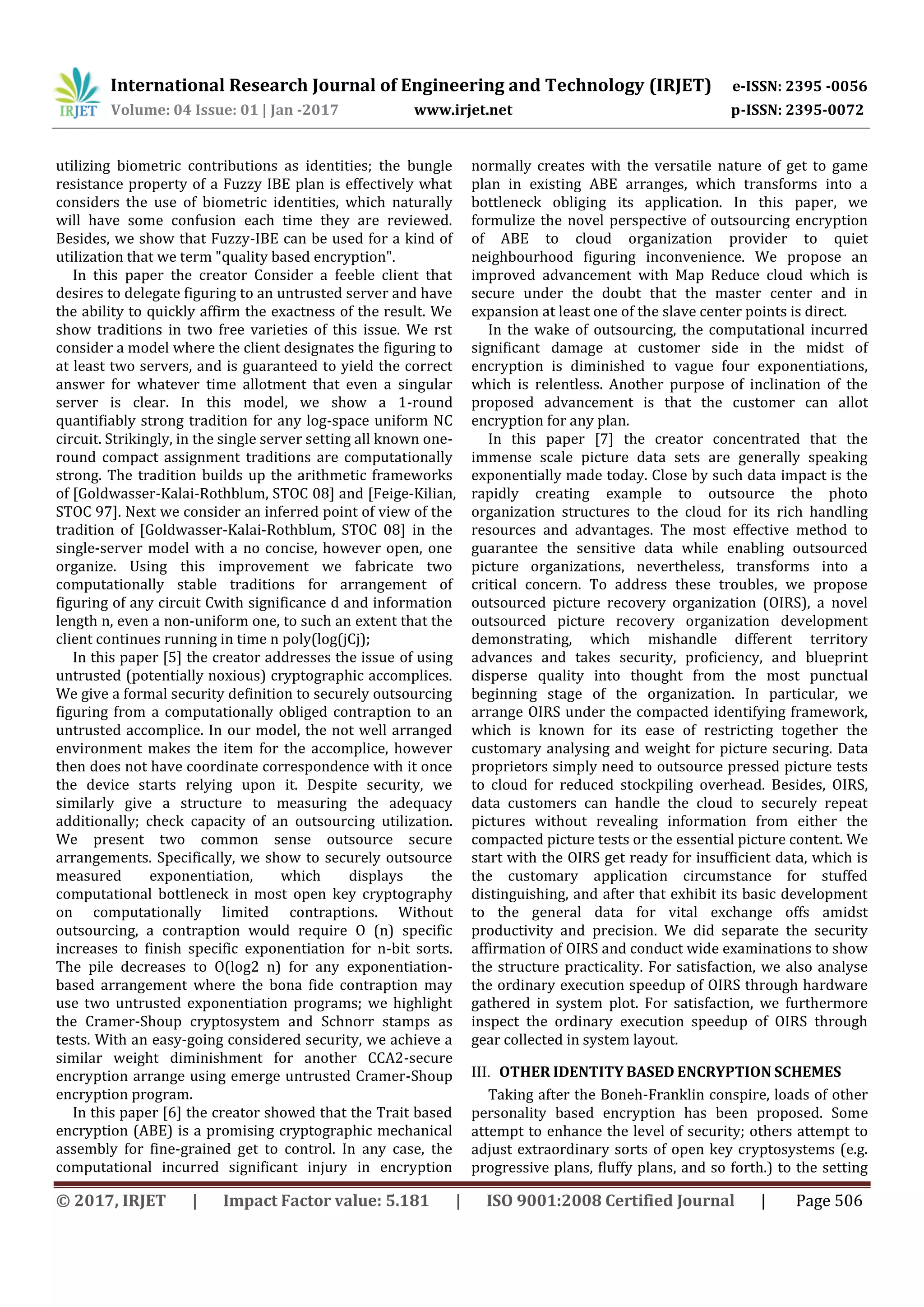 A Survey on Identity Based Encryption in Cloud Computing | PDF