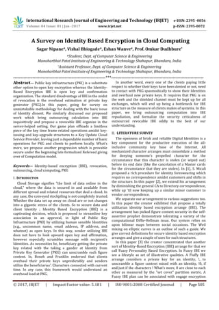 A Survey on Identity Based Encryption in Cloud Computing | PDF