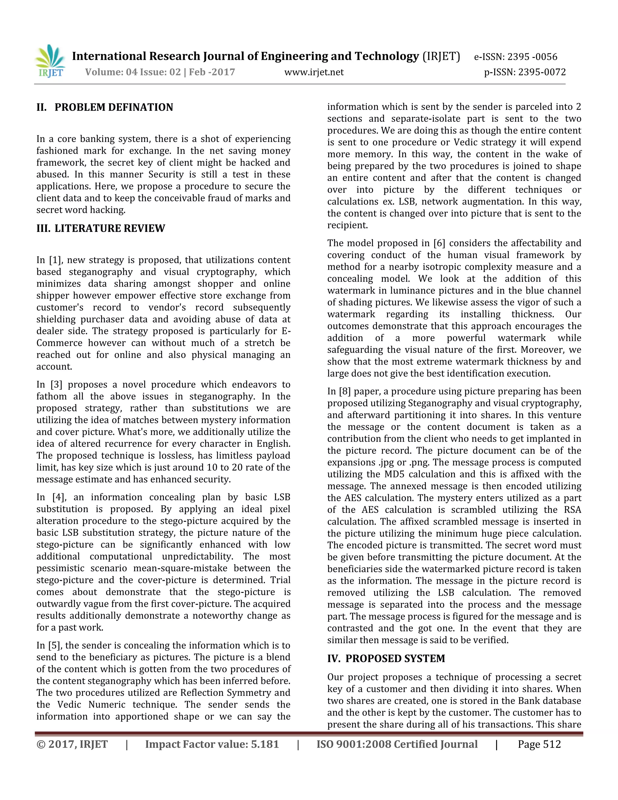 Review on Implementation Visual Cryptography & Steganography for Secure Authentication | PDF