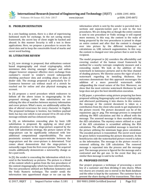 Review on Implementation Visual Cryptography & Steganography for Secure Authentication | PDF