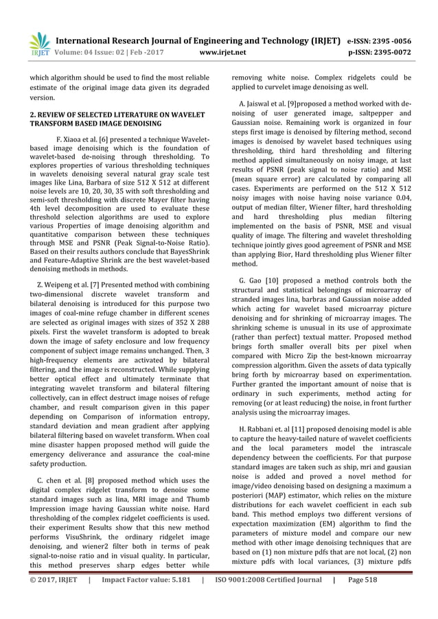 Image Denoising of various images Using Wavelet Transform and Thresholding Techniques | PDF