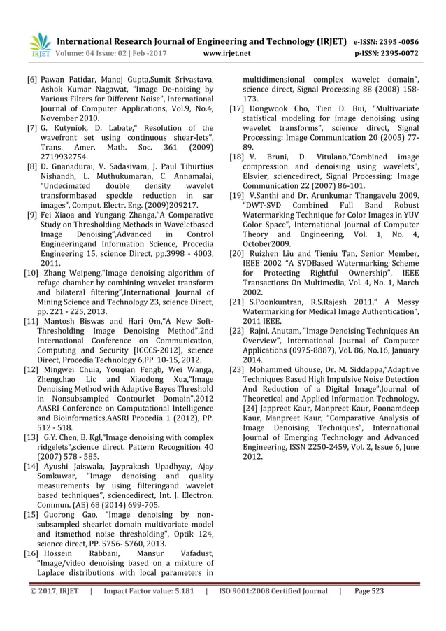 Image Denoising of various images Using Wavelet Transform and Thresholding Techniques | PDF