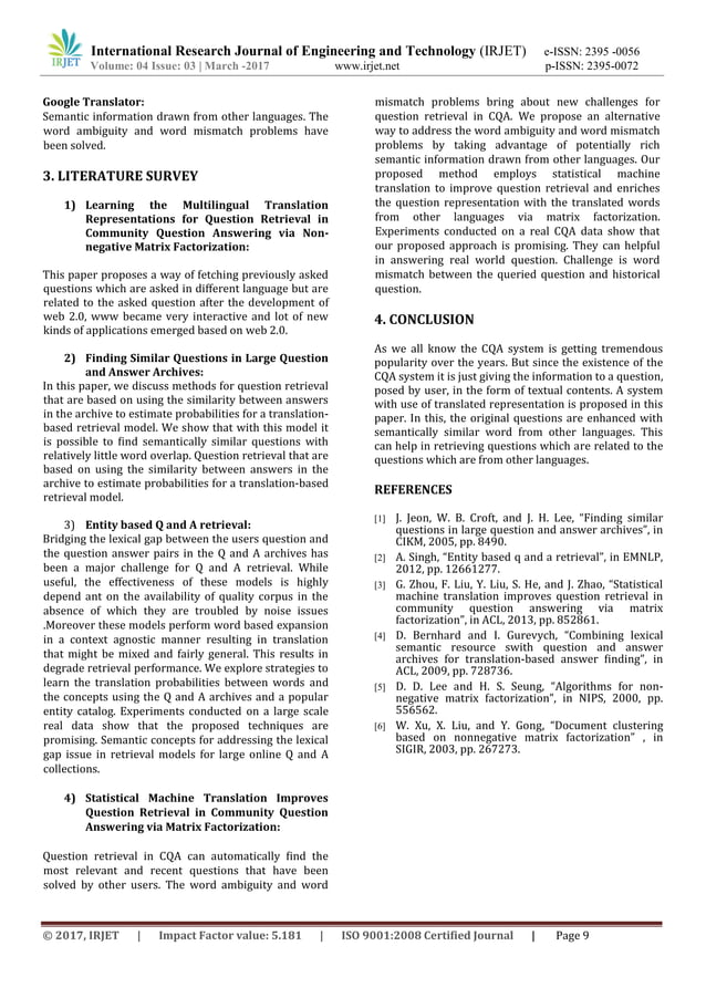 Question Retrieval In Community Question Answering Via Non Negative Matrix Factorization Pdf