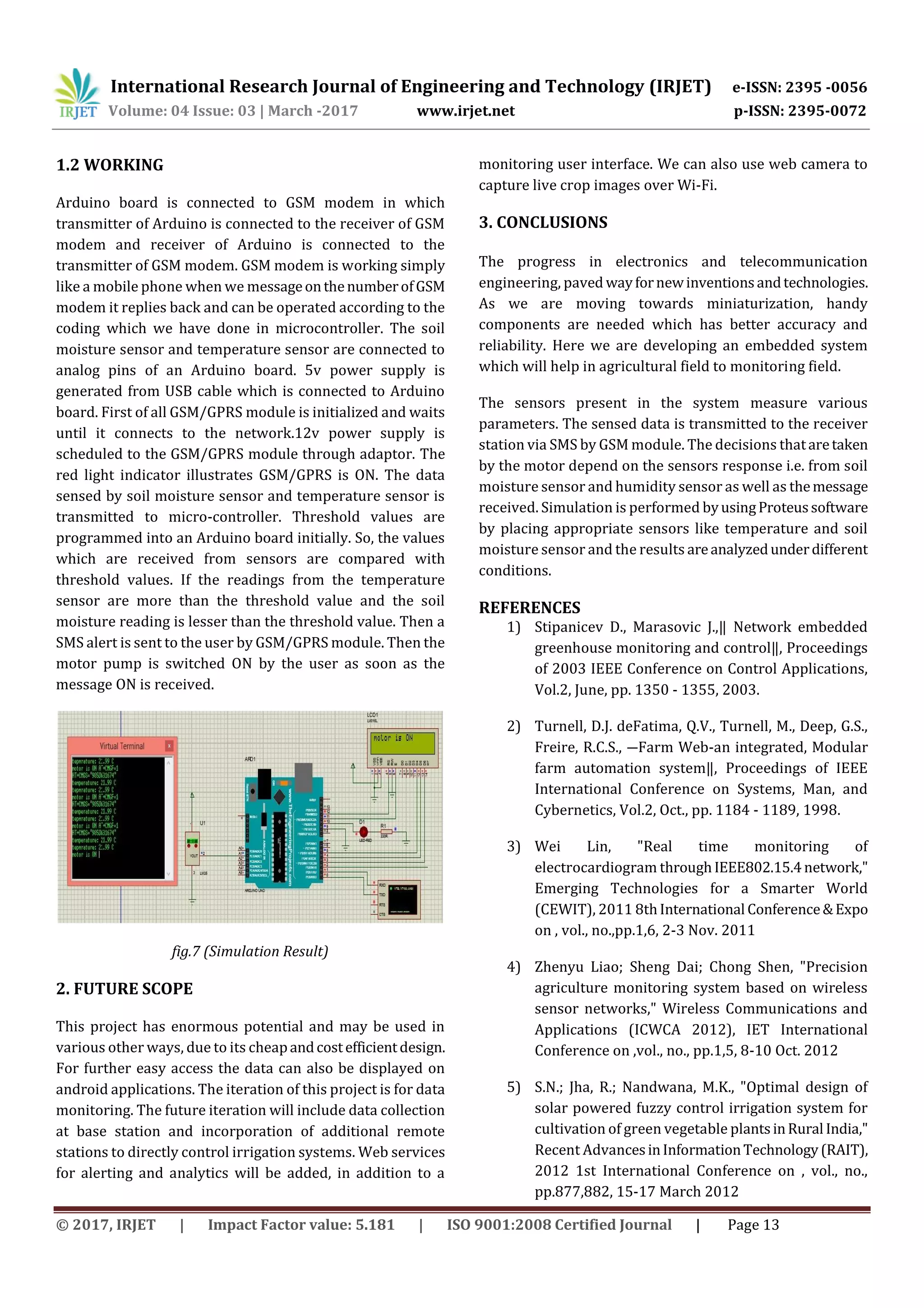 GSM based agriculture monitoring system | PDF