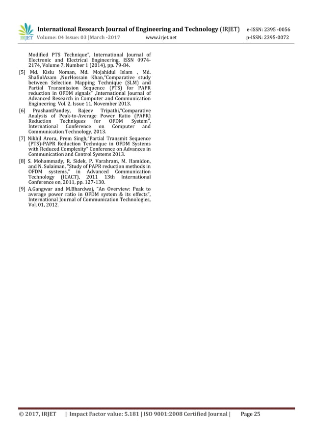 PAPR Reduction Technique : Partial Transmit Sequence (PTS) | PDF