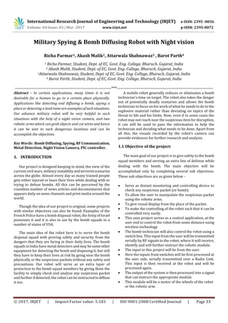 Military Spying & Bomb Diffusing Robot with Night vision | PDF
