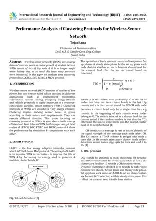 Performance Analysis of Clustering Protocols for Wireless Sensor Network | PDF