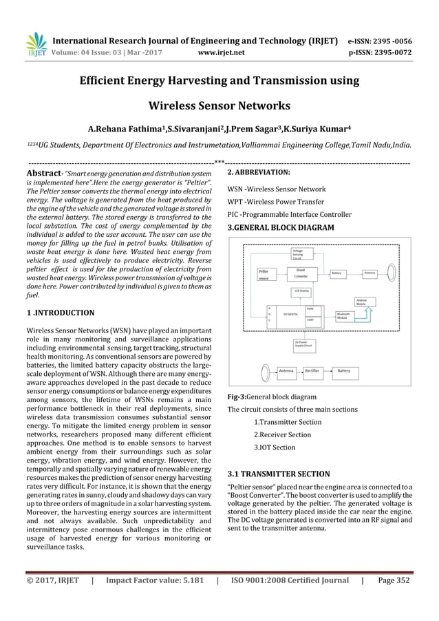 Efficient Energy Harvesting And Transmission Using Wireless Sensor Networks Pdf