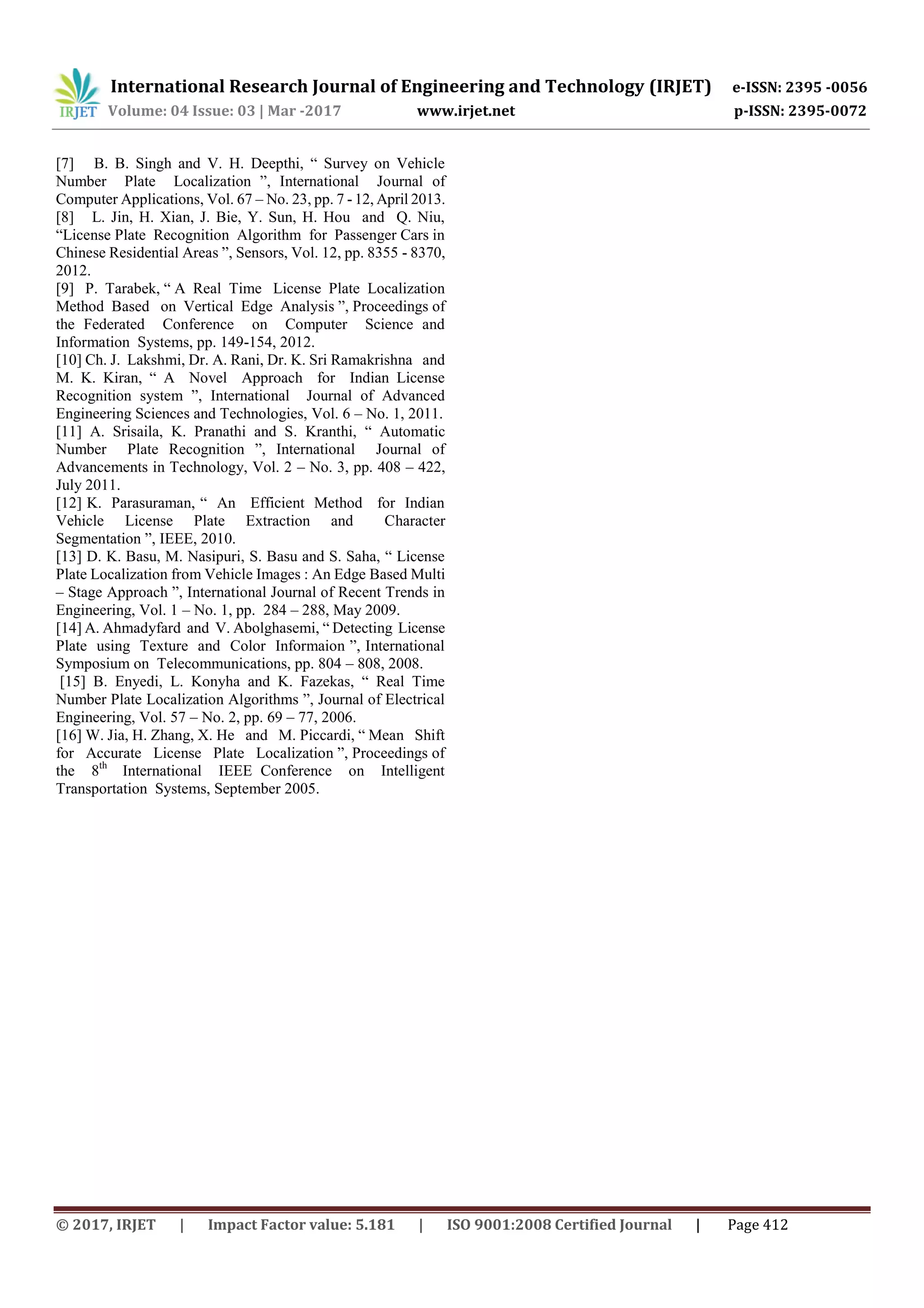 License Plate Recognition System for Moving Vehicles Using ­Laplacian ...