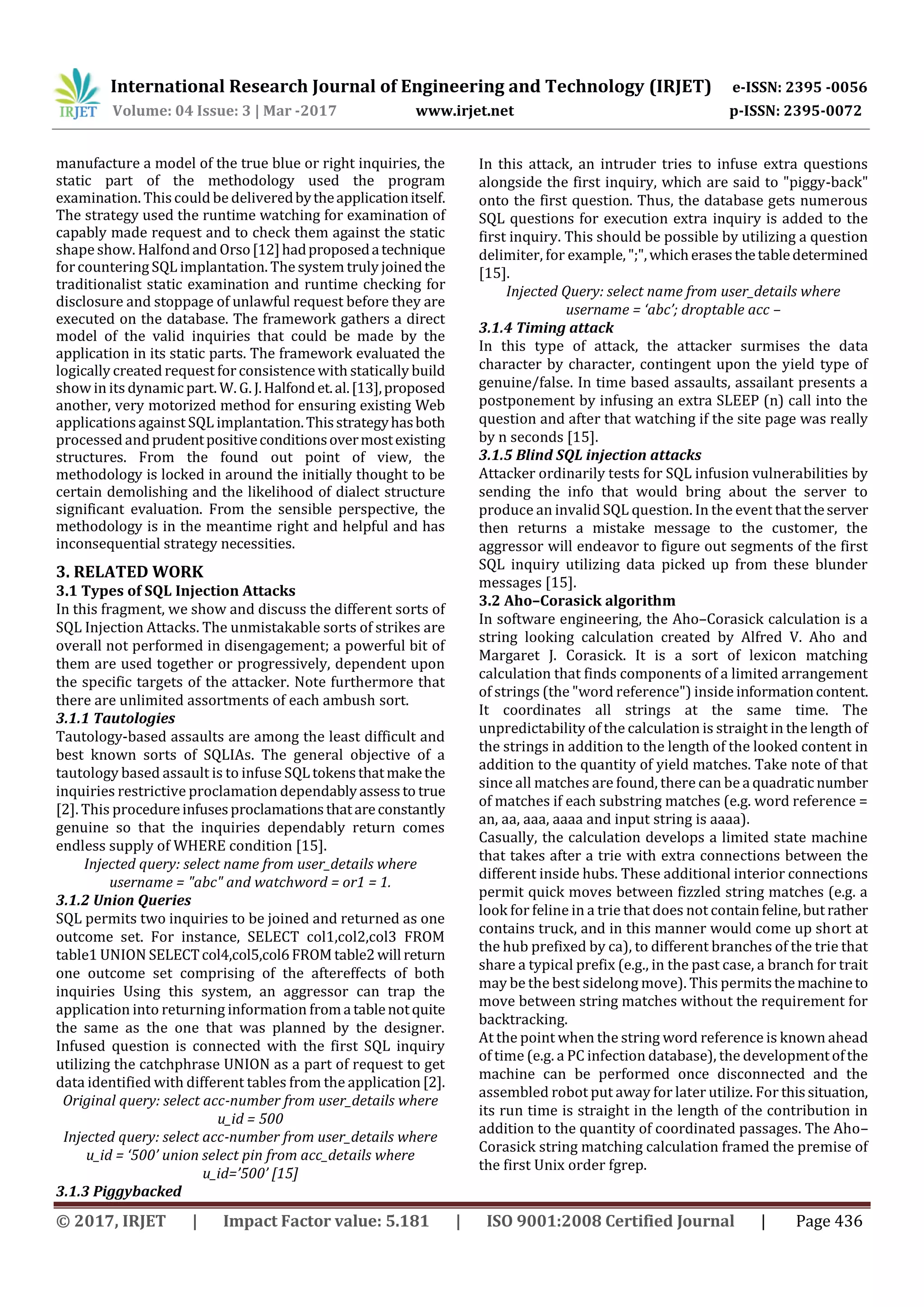A Study on Detection and Prevention of SQL Injection Attack | PDF