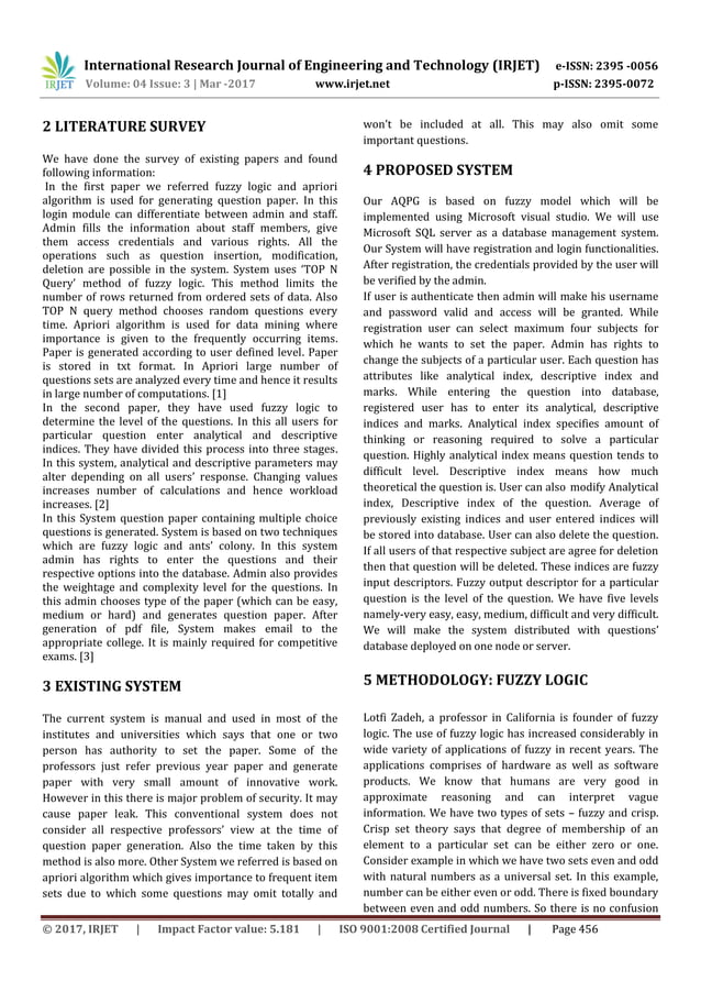 Advanced Question Paper Generator using Fuzzy Logic | PDF