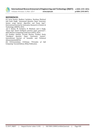 Advanced Question Paper Generator using Fuzzy Logic | PDF