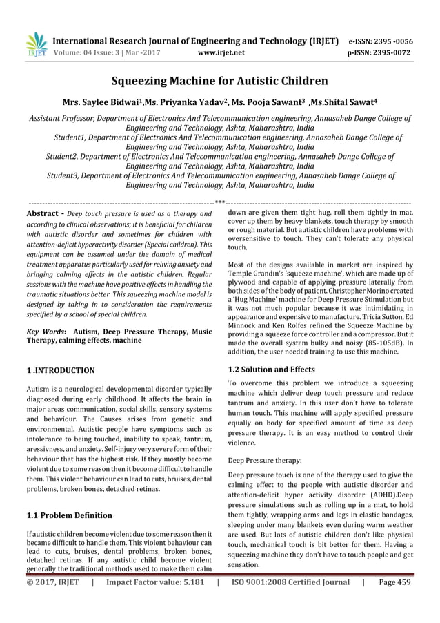 Squeezing Machine for Autistic Children | PDF