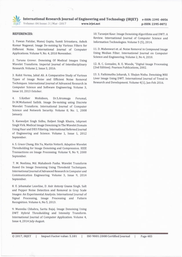 Noise Reduction in MRI Liver Image Using Discrete Wavelet Transform | PDF