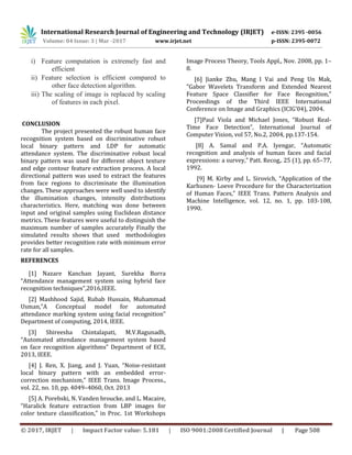 An Effective Attendance Management System using Face Recognition | PDF | Databases | Computer ...