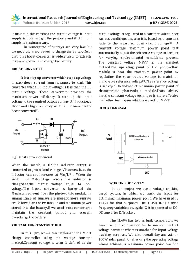Paper on Implementation Of MPPT Charge Controller Based Buck-Boost Converter | PDF | Consumer ...
