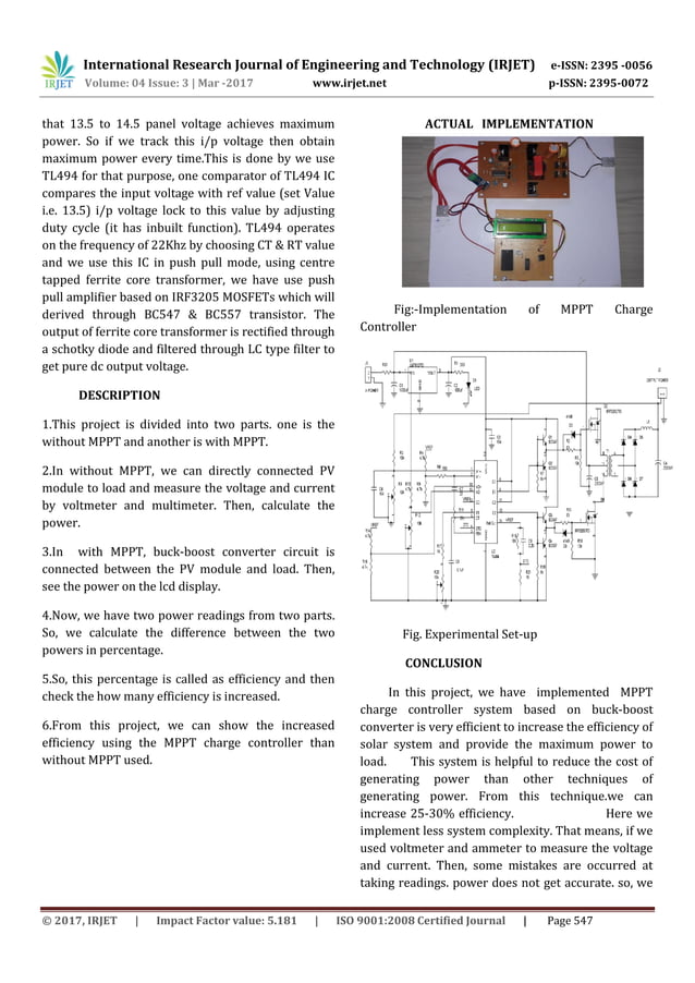 Paper on Implementation Of MPPT Charge Controller Based Buck-Boost Converter | PDF | Consumer ...