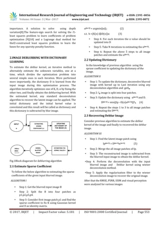 An Approach for Image Deblurring: Based on Sparse Representation and Regularized Filter | PDF ...