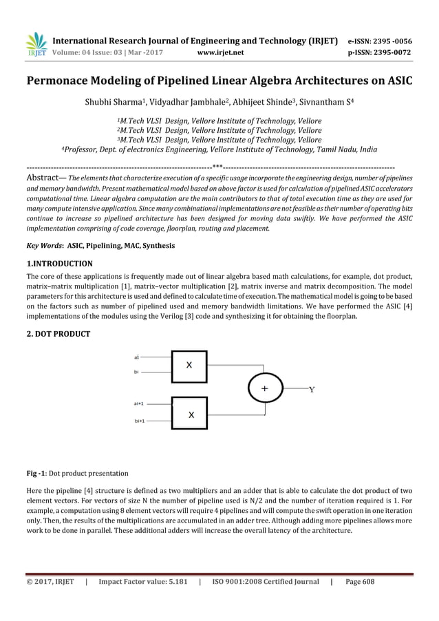 Permonace Modeling of Pipelined Linear Algebra Architectures on ASIC | PDF | Programming ...