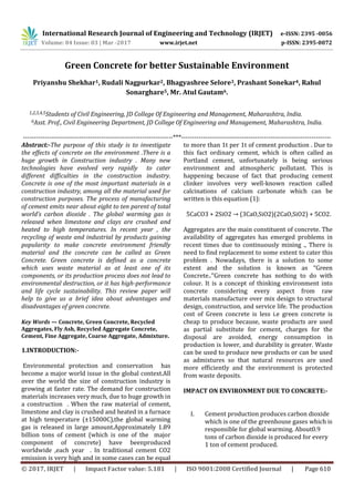 Green Concrete for better Sustainable Environment | PDF