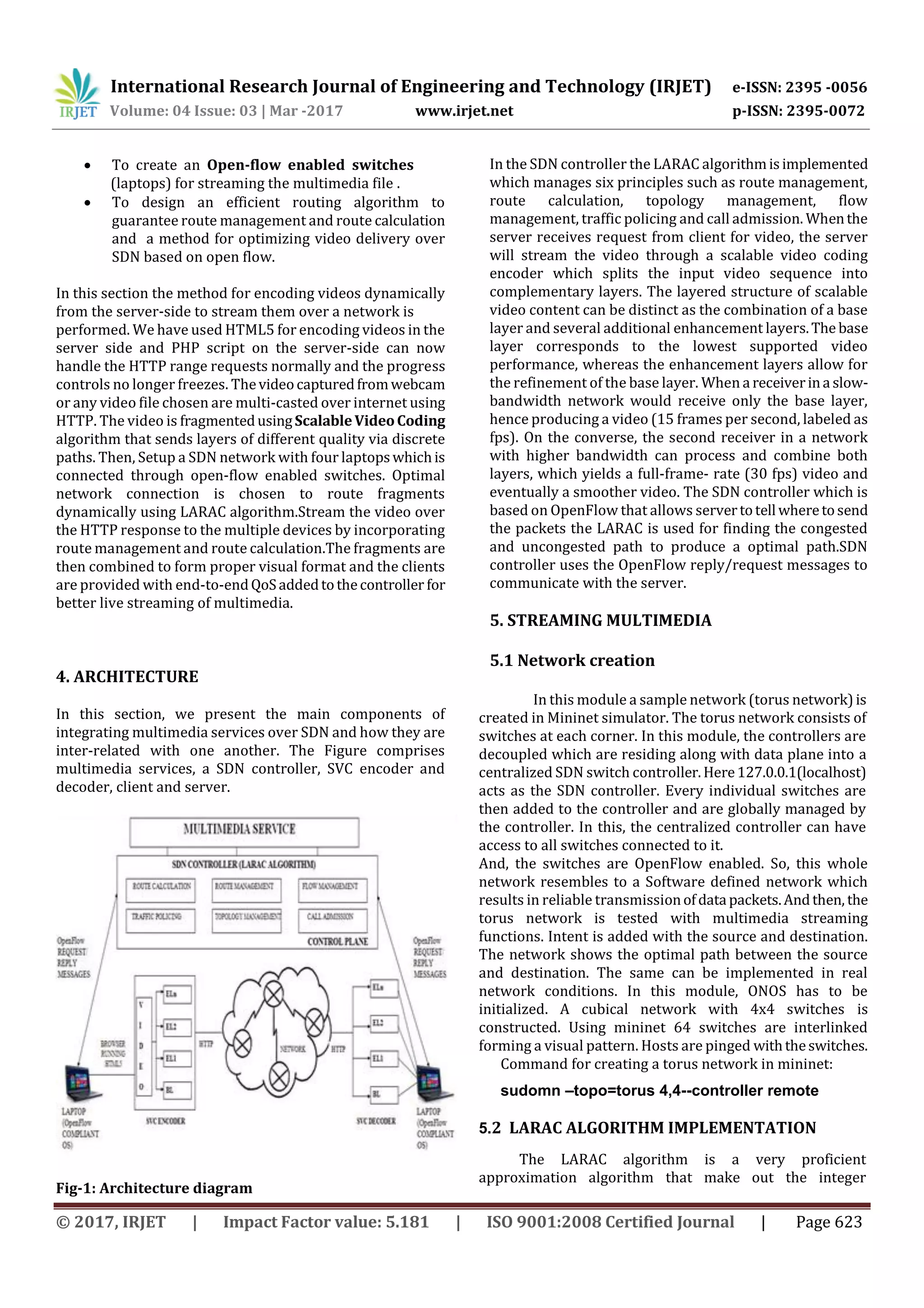 Integrating Multimedia Services Over Software Defined Networking | PDF