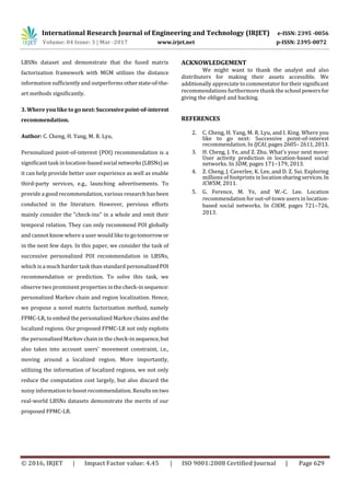 Survey on Location Based Recommendation System Using POI | PDF