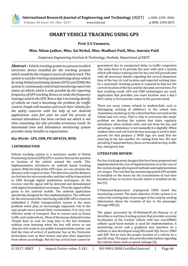Smart vehicle tracking using GPS | PDF